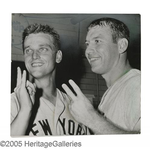 1962 Roger Maris & Mickey Mantle Wire Photograph. 1962 Roger Maris ...