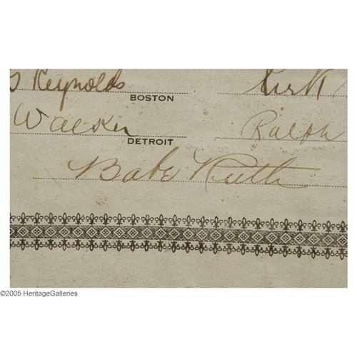 1927 Babe Ruth Signed All-America Cert. PSA 1927 Muddy Ruel "The All ...