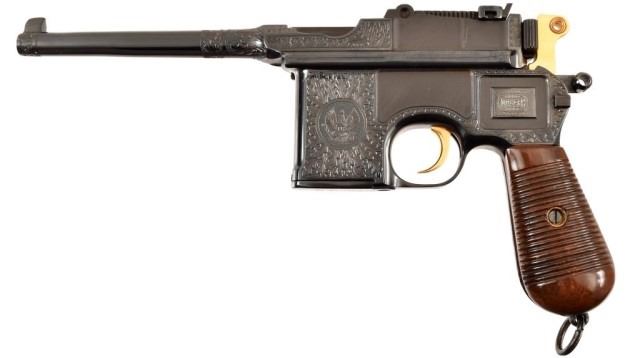 Engraved Broom Handle Mauser C96 Pistol