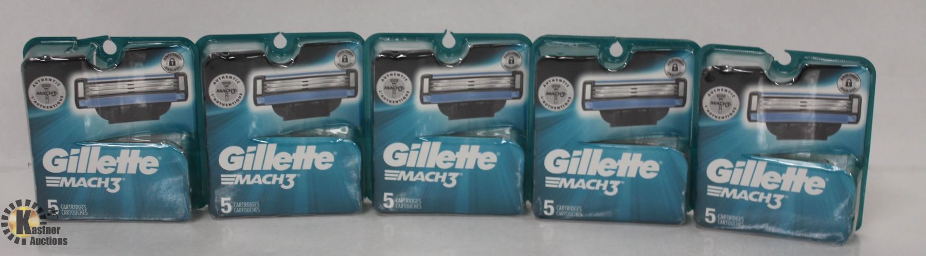 5 BOXES OF GILLETTE MACH 3 RAZOR CARTRIDGES