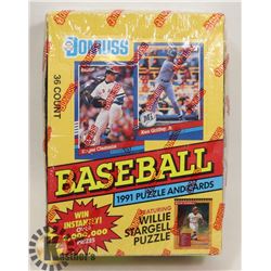 Sealed Box Of 1991 Donruss Series 1 Baseball Cards