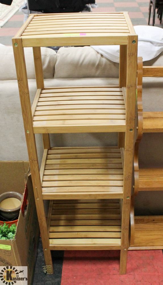 14.5"X13"X43.5" WOOD SLAT SHELF.