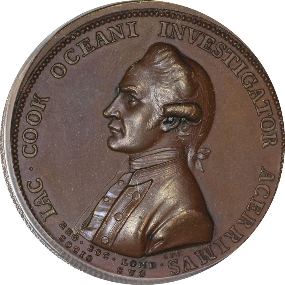 Undated (1776) Captain James Cook. Betts-553. Bronze. Plain Edge. MS-63 ...