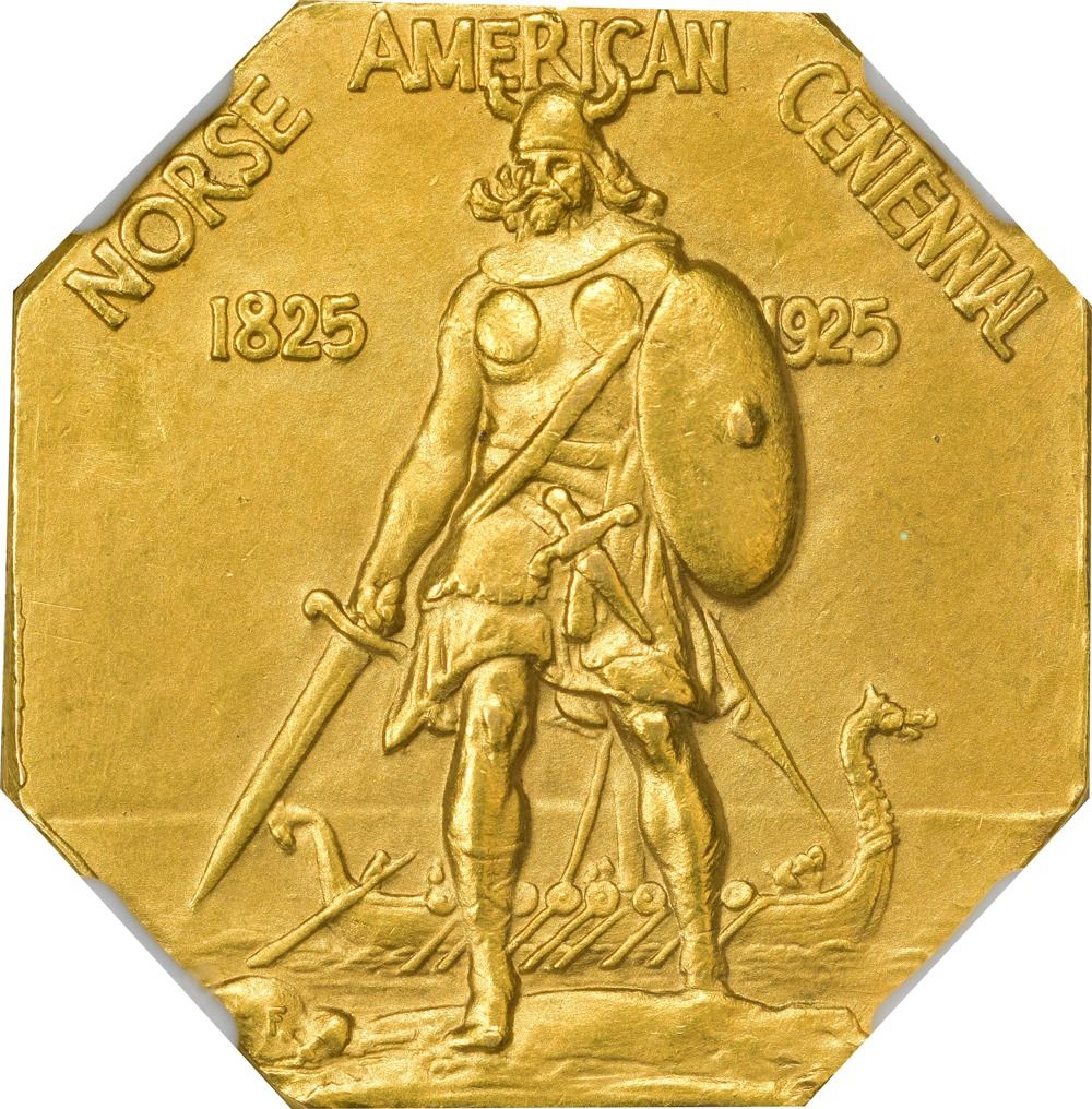 Norse-American Medal. Gold. Octagonal. Matte Proof-65 NGC.