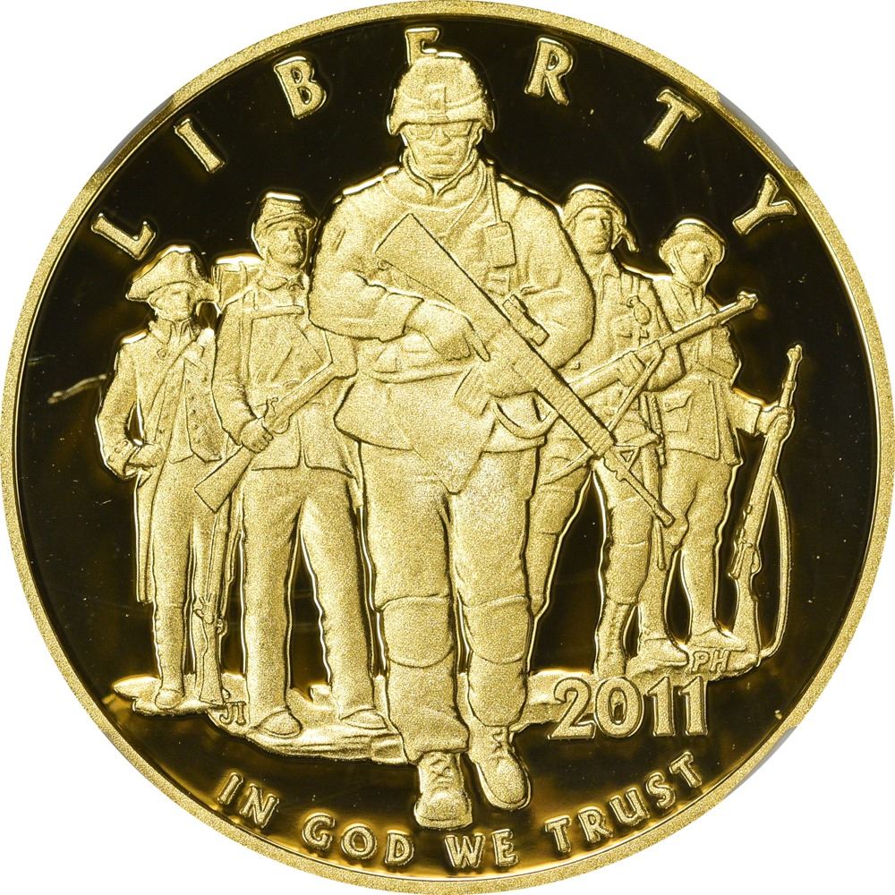 2011-W U.S. Army Gold $5. Proof-70 Ultra Cameo NGC.