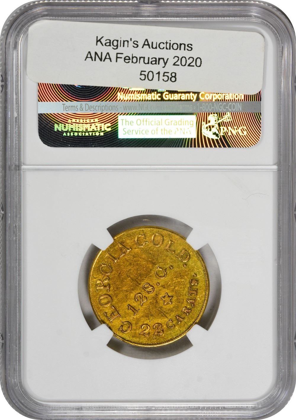 Undated (1837-1842) C. Bechtler $5. Georgia Gold. Kagin-22. Plain Edge ...