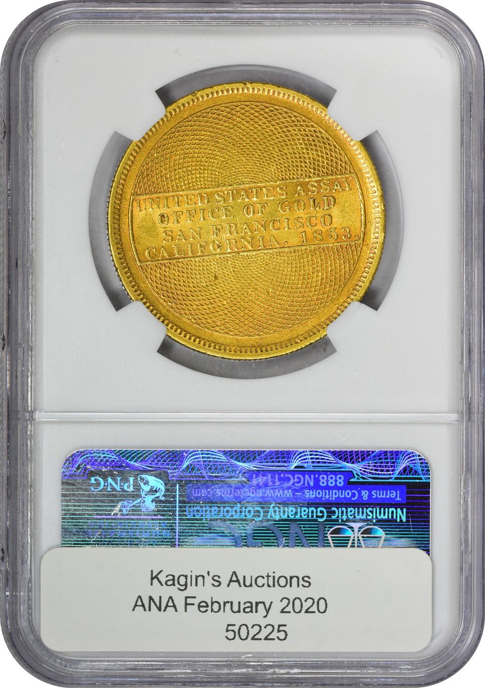 California. San Francisco. 1853 United States Assay Office of Gold $20 ...