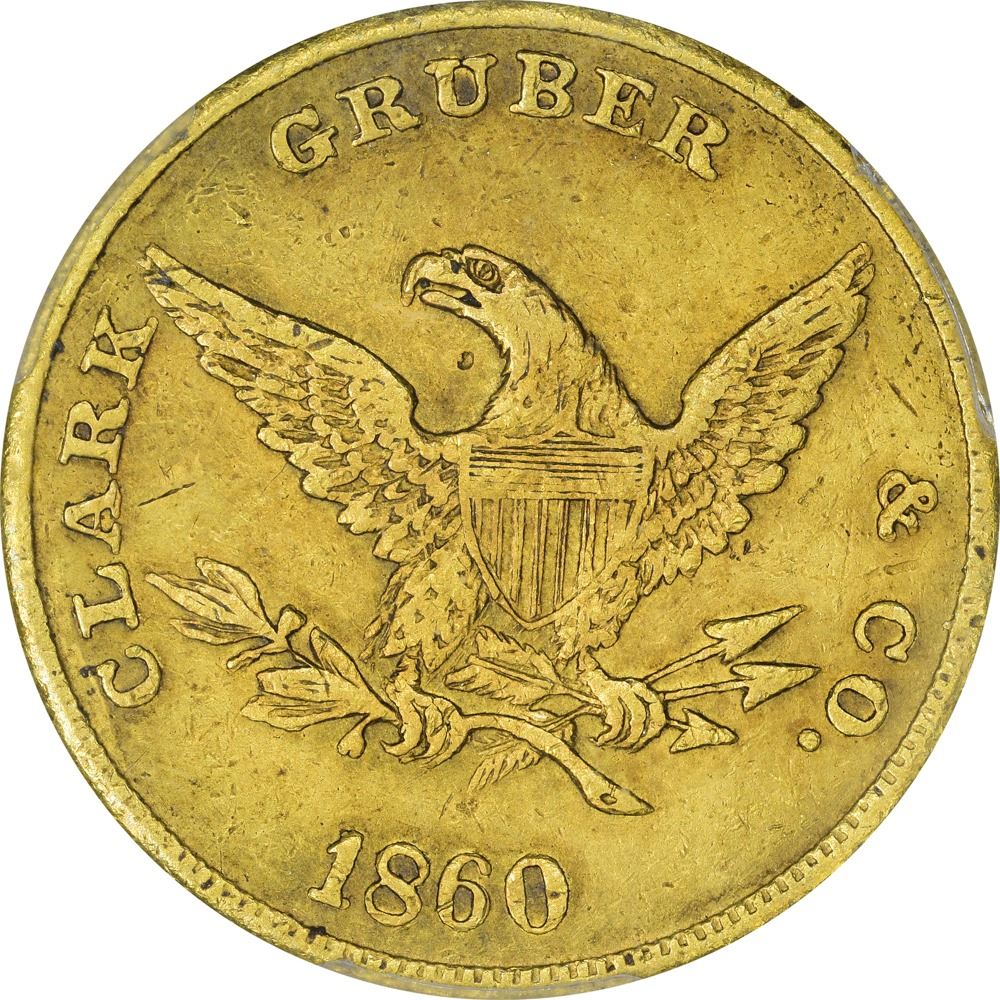 Colorado. Denver. 1860 Clark, Gruber & Co. $10. Kagin-3. Reeded Edge ...