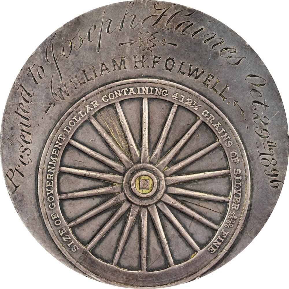 Bryan Money. 1896 Gorham Mfg. Co. Dollar. Schornstein-6, HK-780. AU ...