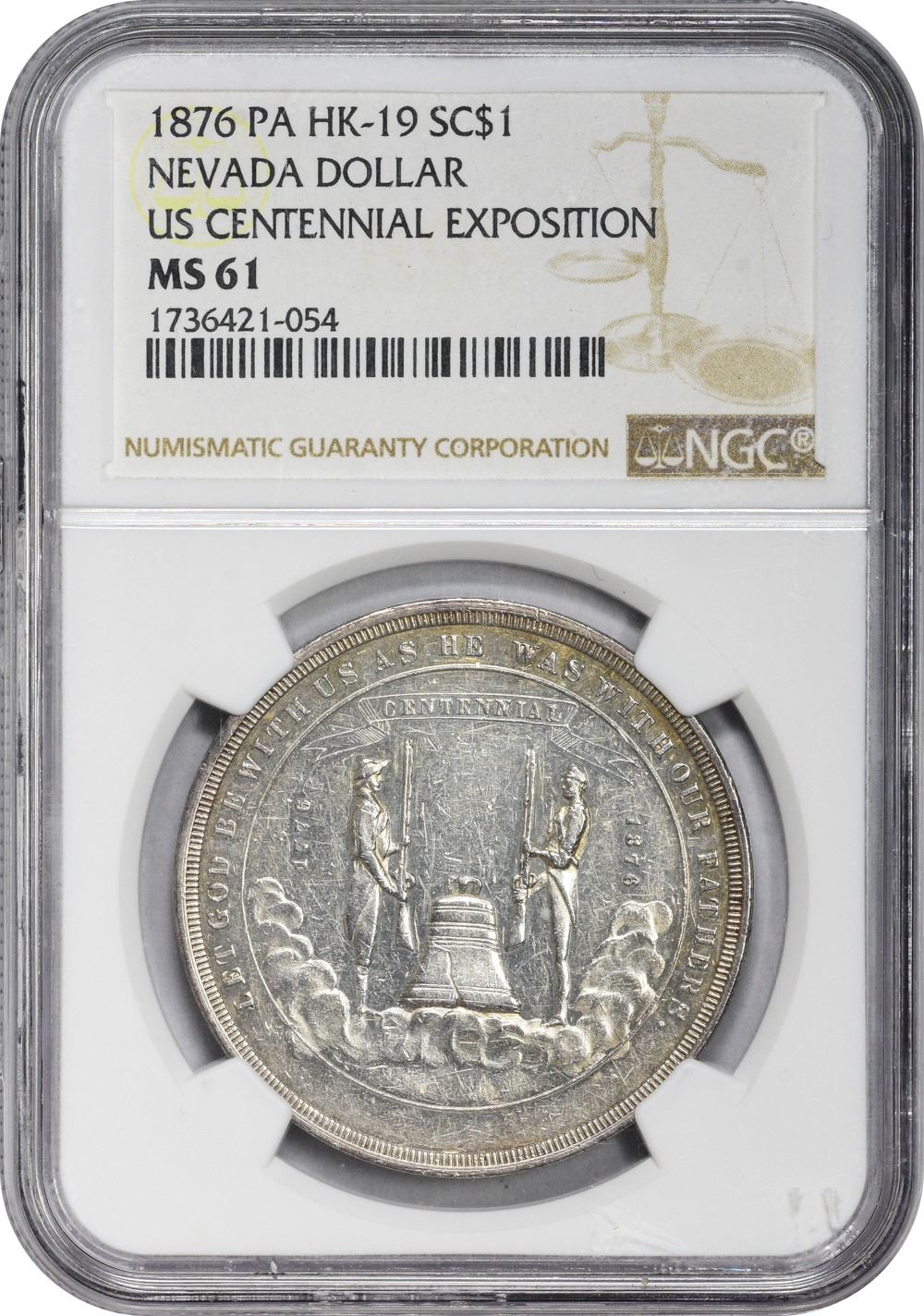So-Called Dollar. 1876 HK-19. Nevada. U.S. Centennial Exposition ...