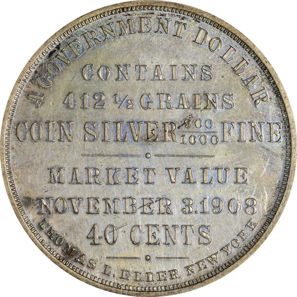 So-Called Dollar. 1908 Taft-Gold Basis Government Dollar. HK-810 ...