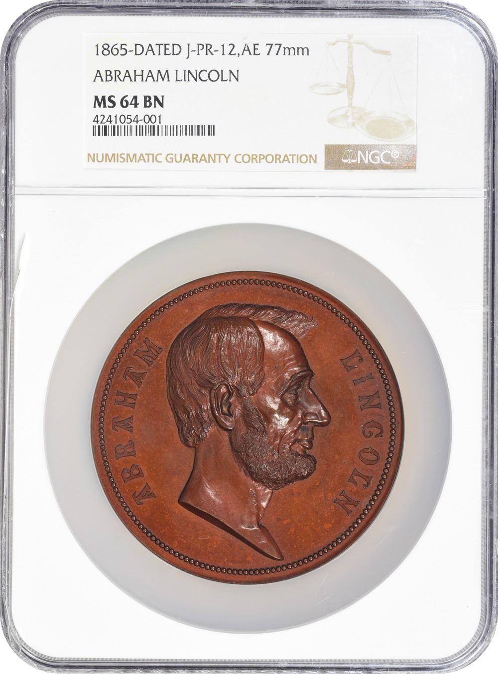 1865-Dated (circa 1886) Abraham Lincoln Inaugural Medal. Julian-PR-12 ...