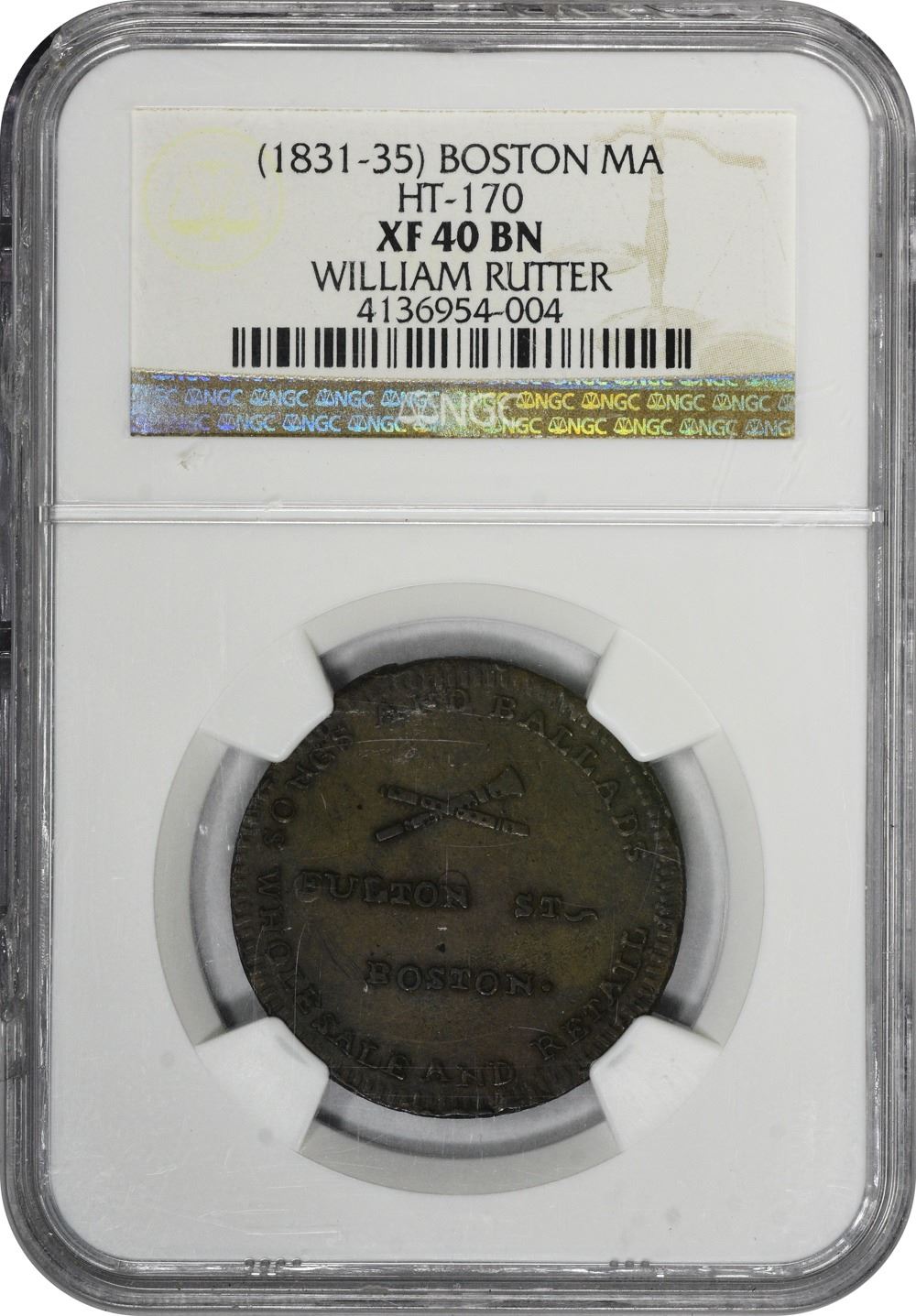 Undated (1831-1835) William Rutter. HT-170, Low-327. Copper. Plain Edge ...