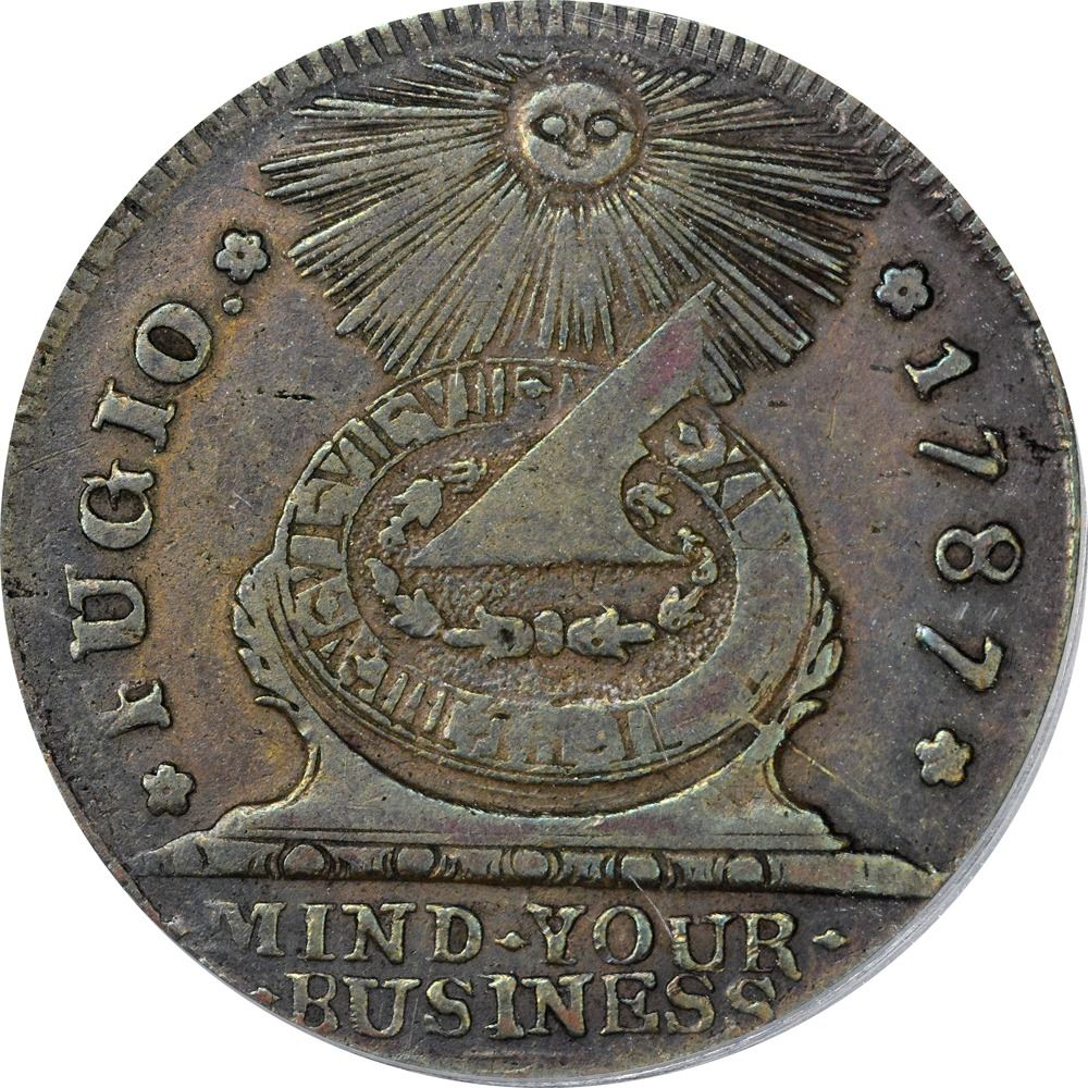 1787 Fugio Copper. Newman-15 V, W-6910. Rarity-5. EF-40 Details ...