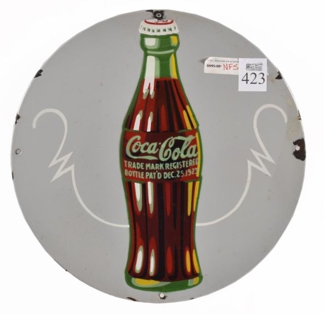 Grey Coca-Cola Bottle Porcelain Sign