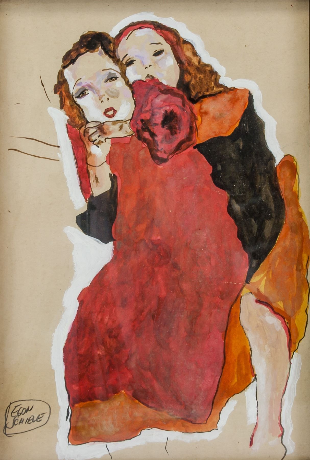Egon Schiele Austrian Expressionist School Gouache
