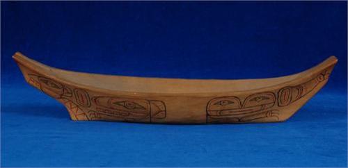 Haida Model Canoe with Painted Design a