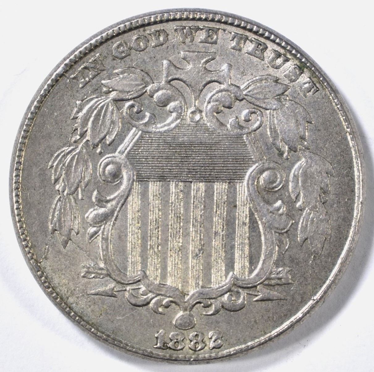 1882 SHIELD NICKEL CH AU