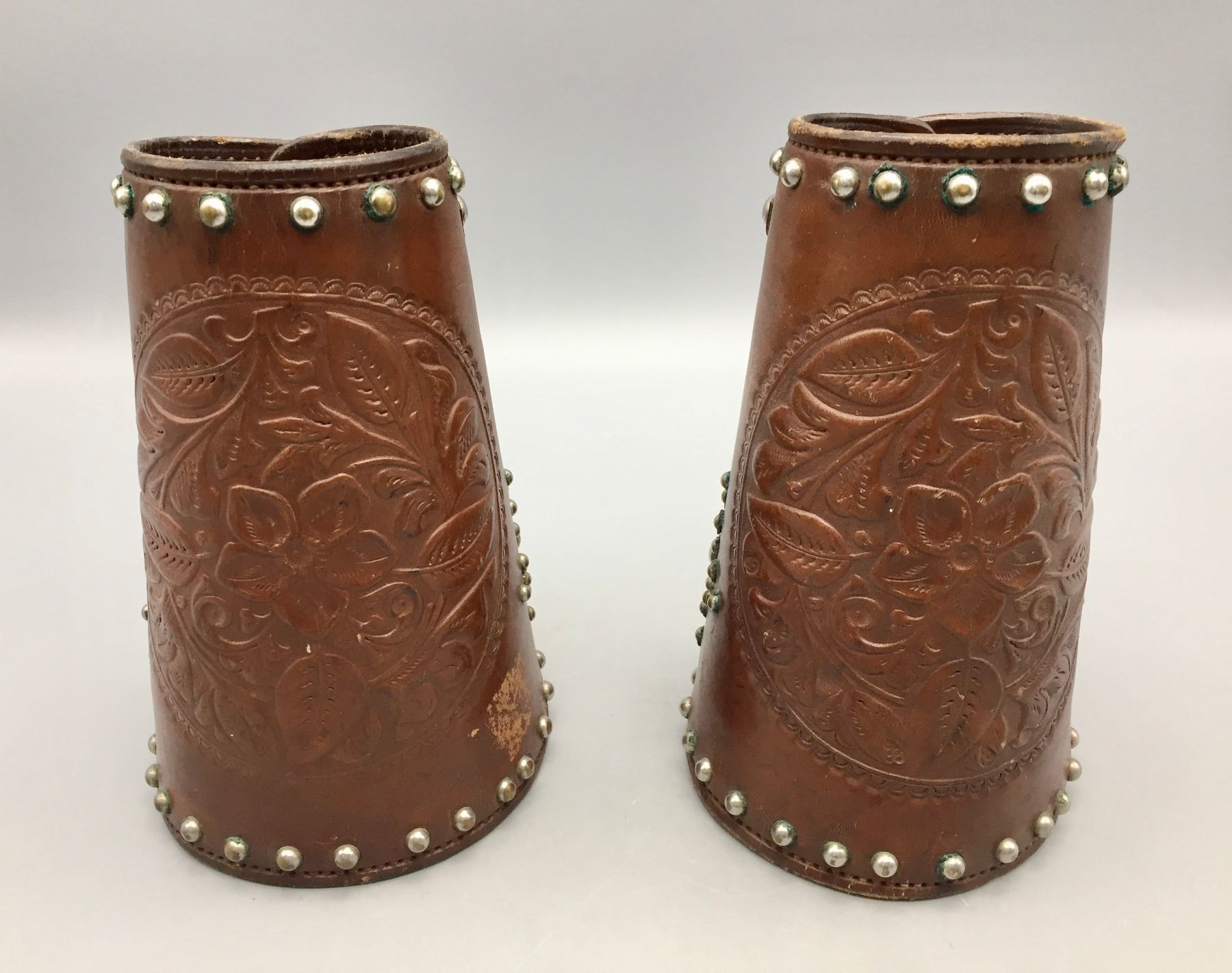 Studded Leather Cowboy Wrist Cuffs