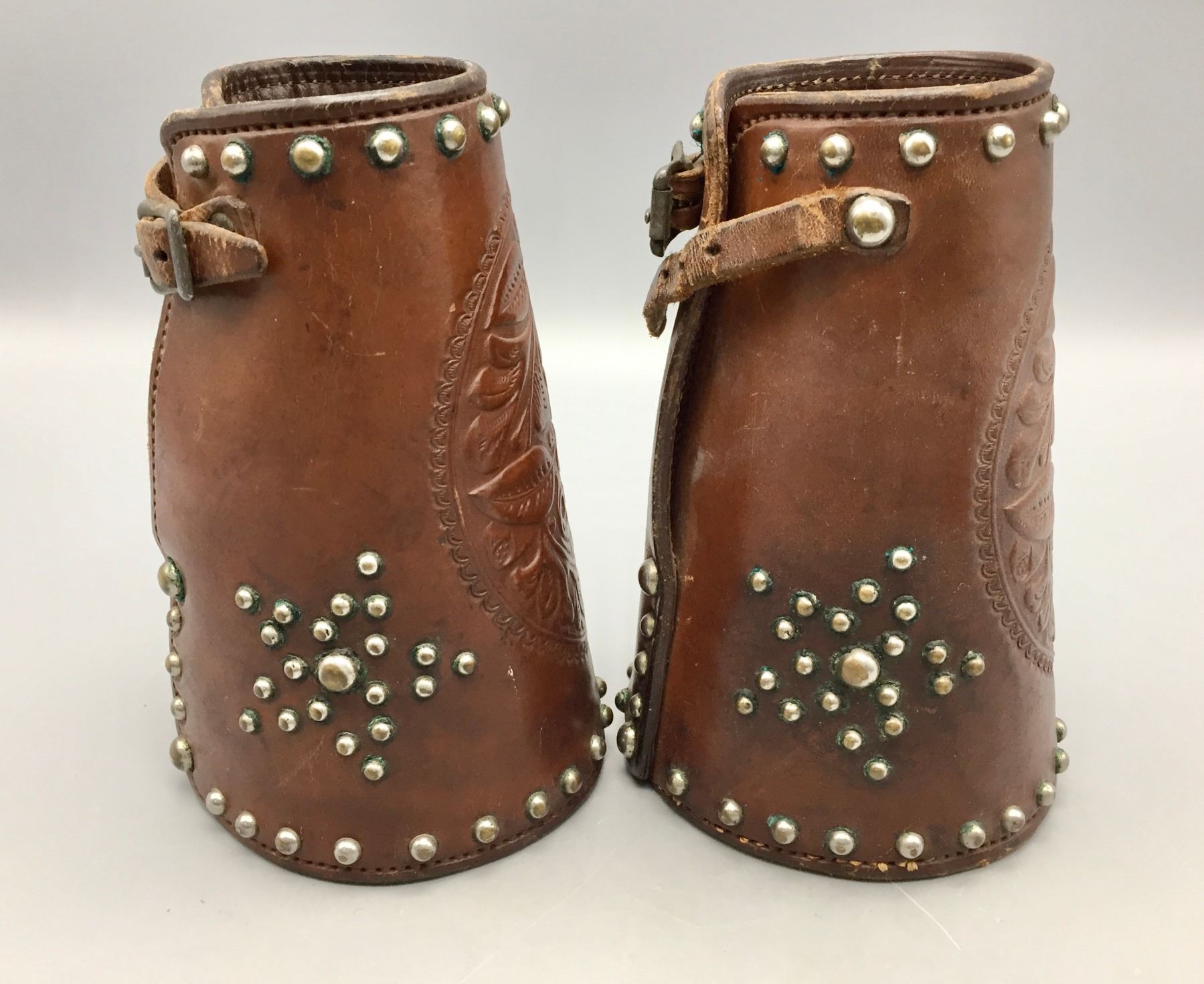 Studded Leather Cowboy Wrist Cuffs