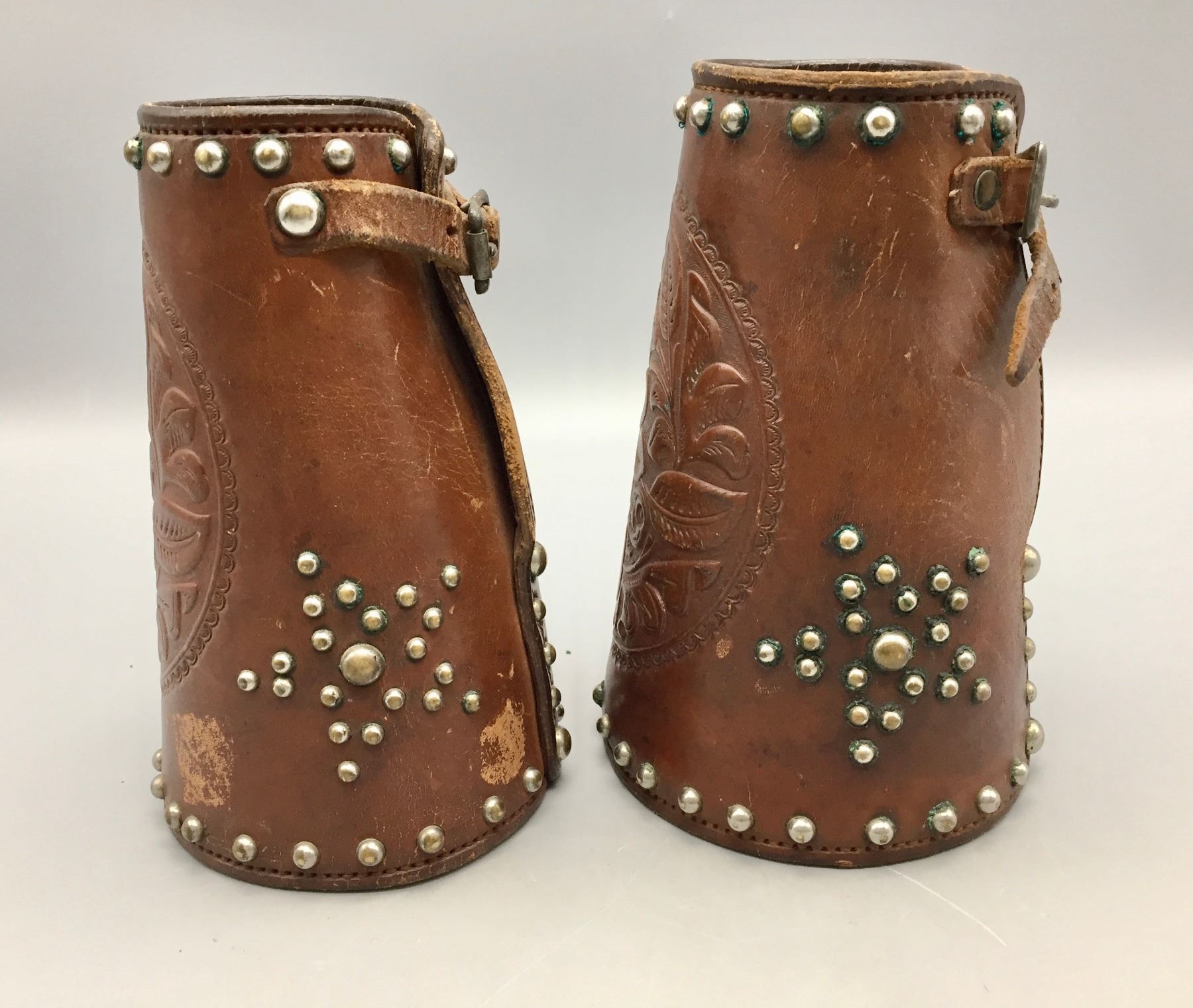 Studded Leather Cowboy Wrist Cuffs