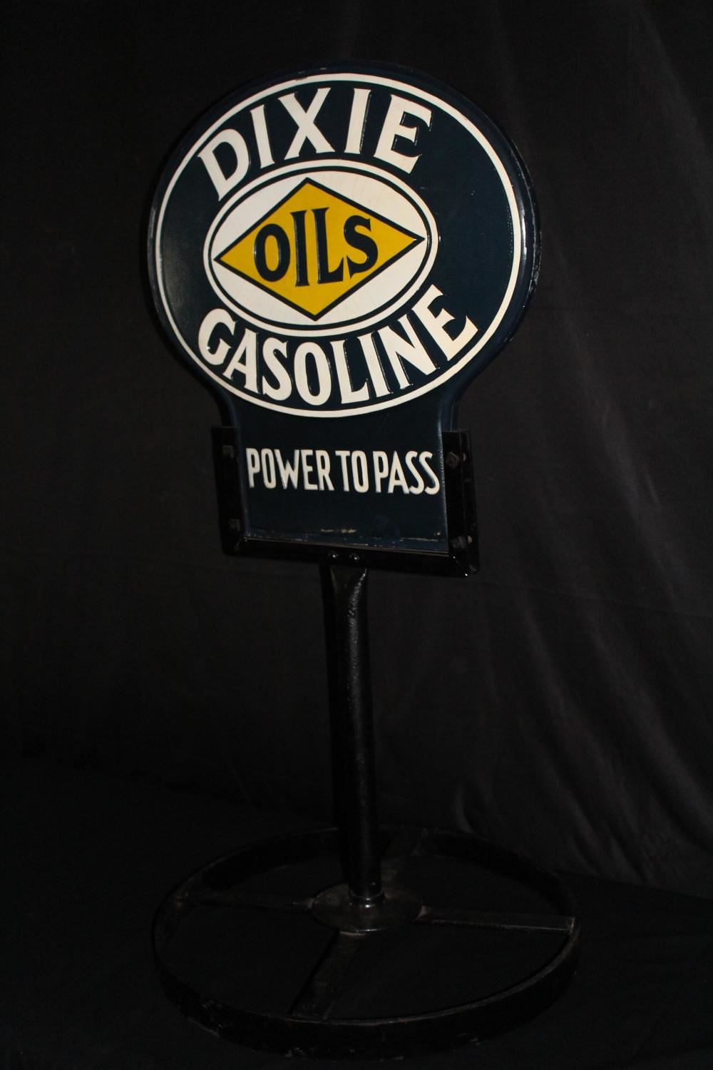 RARE DIXIE OILS GASOLINE CURB SIGN