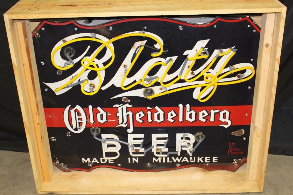 PORCELAIN BLATZ OLD HEIDELBERG BEER NEON SIGN