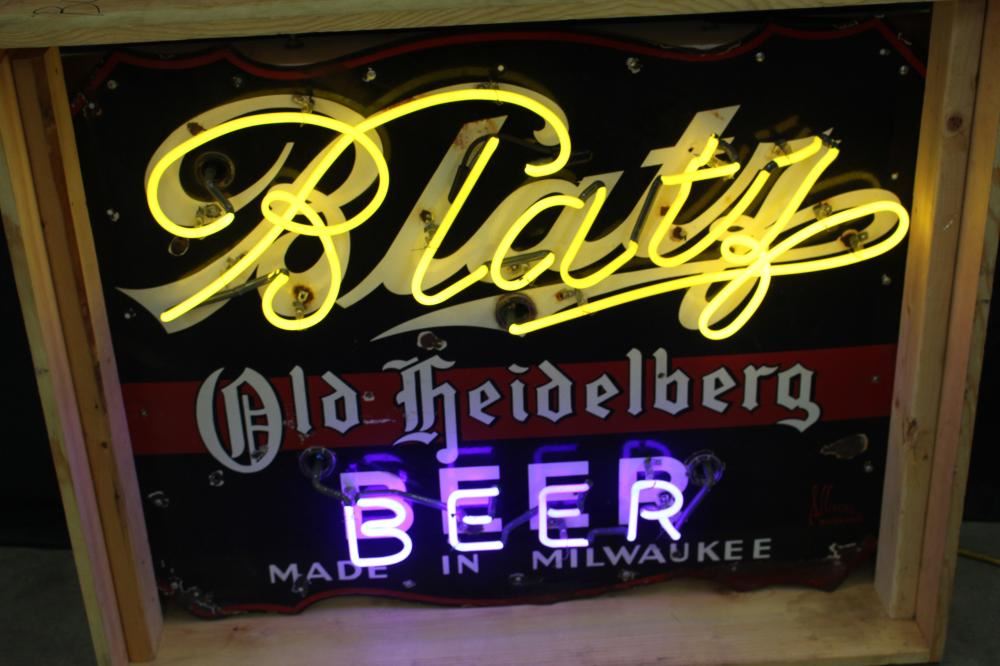 PORCELAIN BLATZ OLD HEIDELBERG BEER NEON SIGN