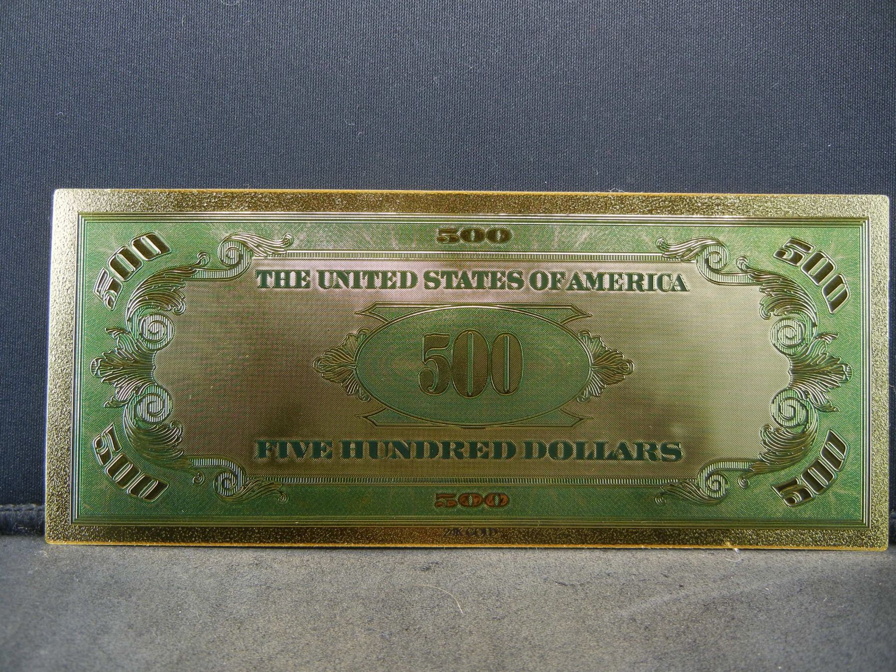 Series 1928 $500 Gold Certificate 24K Gold Foil Note (Not Legal Tender)