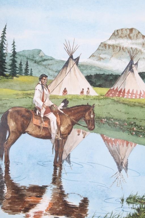 Native American Brave Watercolor by Stuart Hall