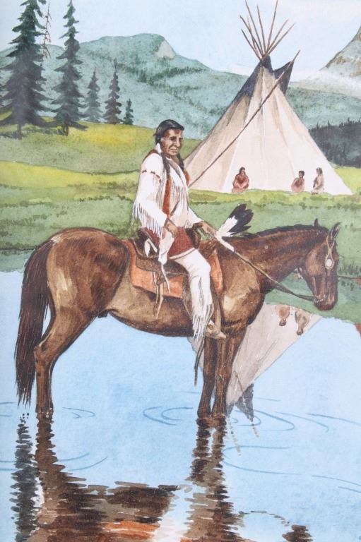 Native American Brave Watercolor by Stuart Hall
