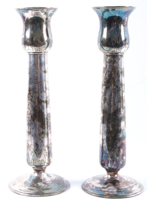 Wilcox Silver Plate Co Serving Set & Candle Sticks