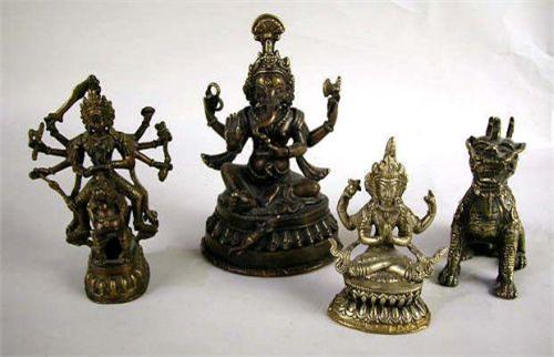 A Group Of Three Bronze Asian Deities A