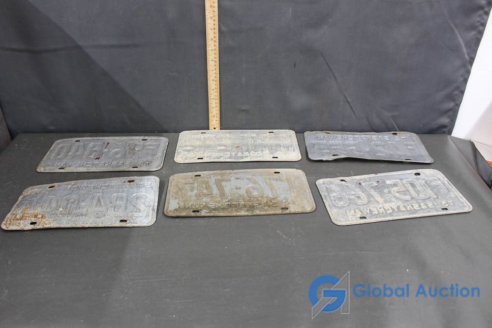 (6) 1970's License Plates
