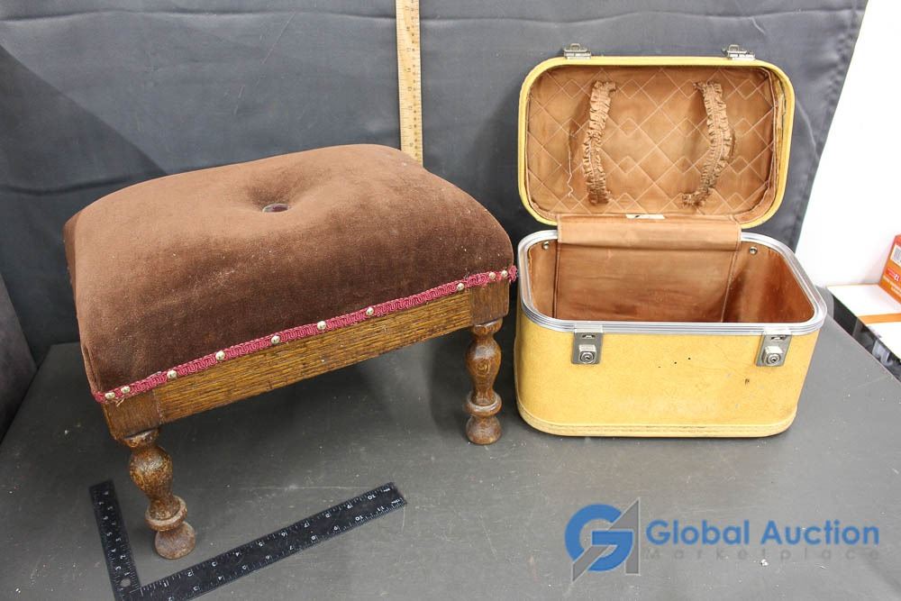 Vintage Ottoman and Travel Case