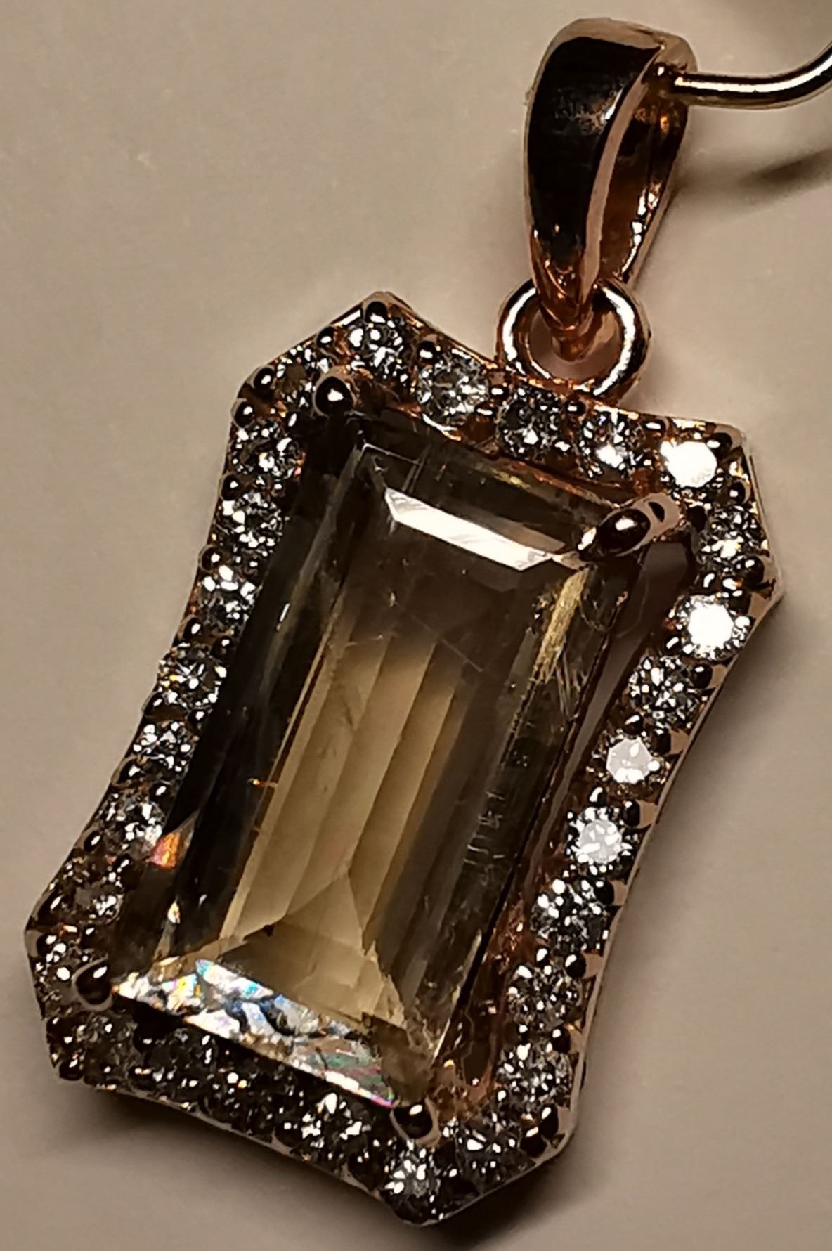 53) 14K ROSE GOLD ZULTANITE AND DIAMOND PENDANT,
