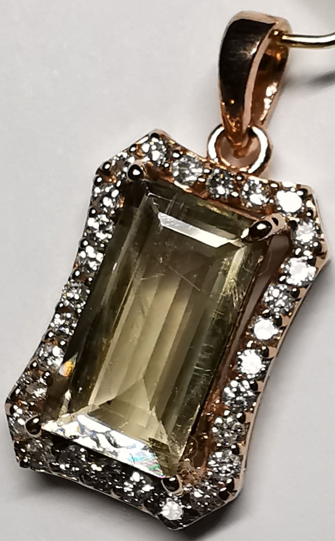 53) 14K ROSE GOLD ZULTANITE AND DIAMOND PENDANT,