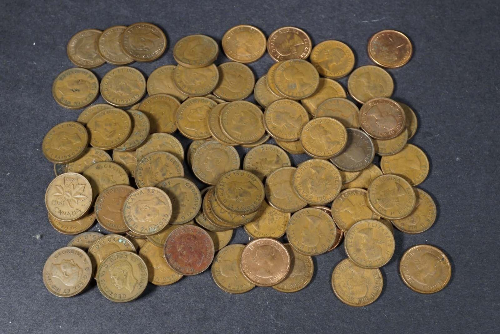 Canada - 56 Large Cents, + 37 Geo V Small Cents.+51 Geo. VI + 38 Eliz ...
