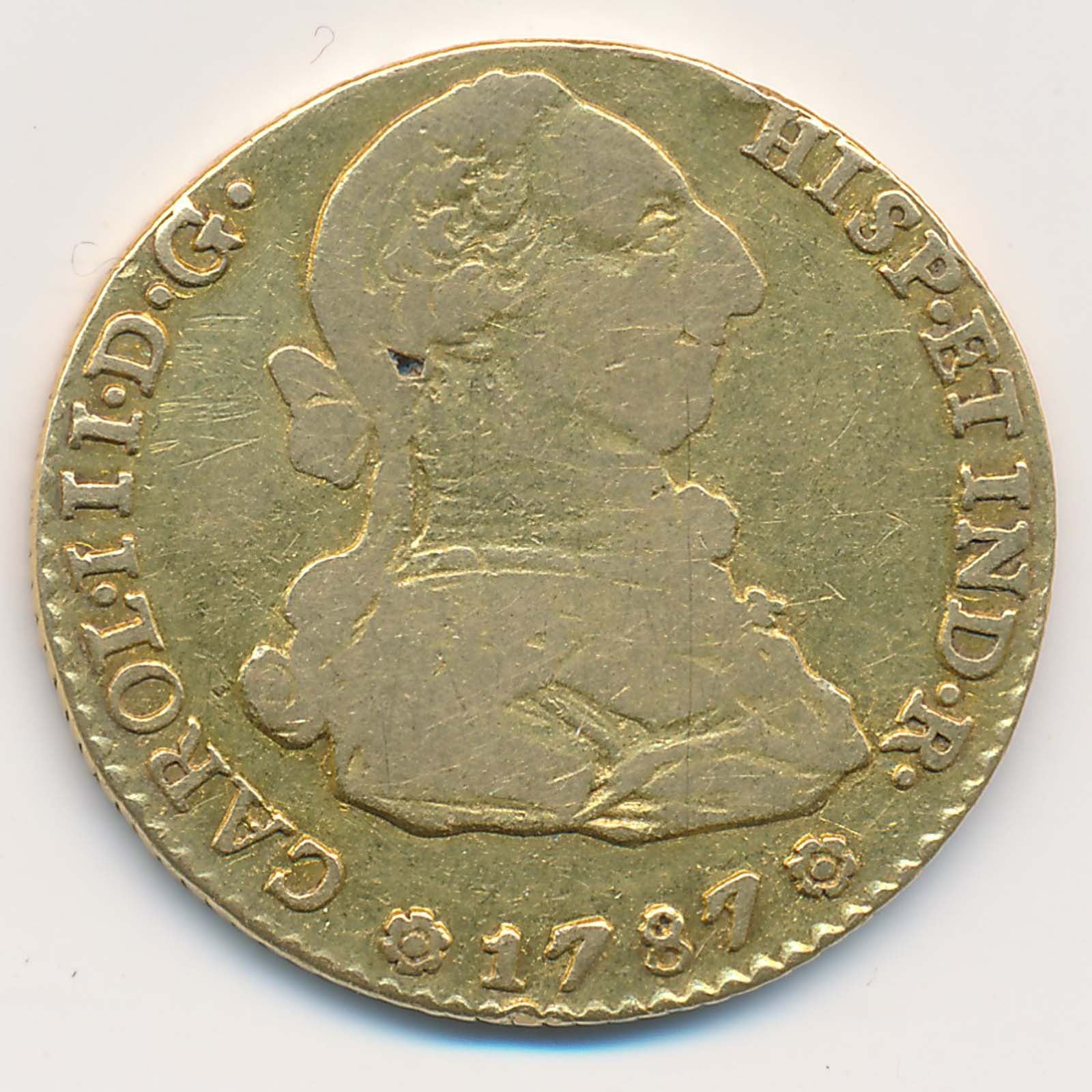 SPAIN RARE 1787s 2 Escudos Gold Coin SPAIN RARE 1787s 2 Escudos Gold Coin