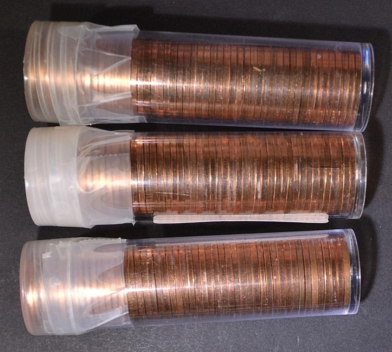 BU ROLLS OF SMS LINCOLN CENTS- 1 EACH 1965, 66,