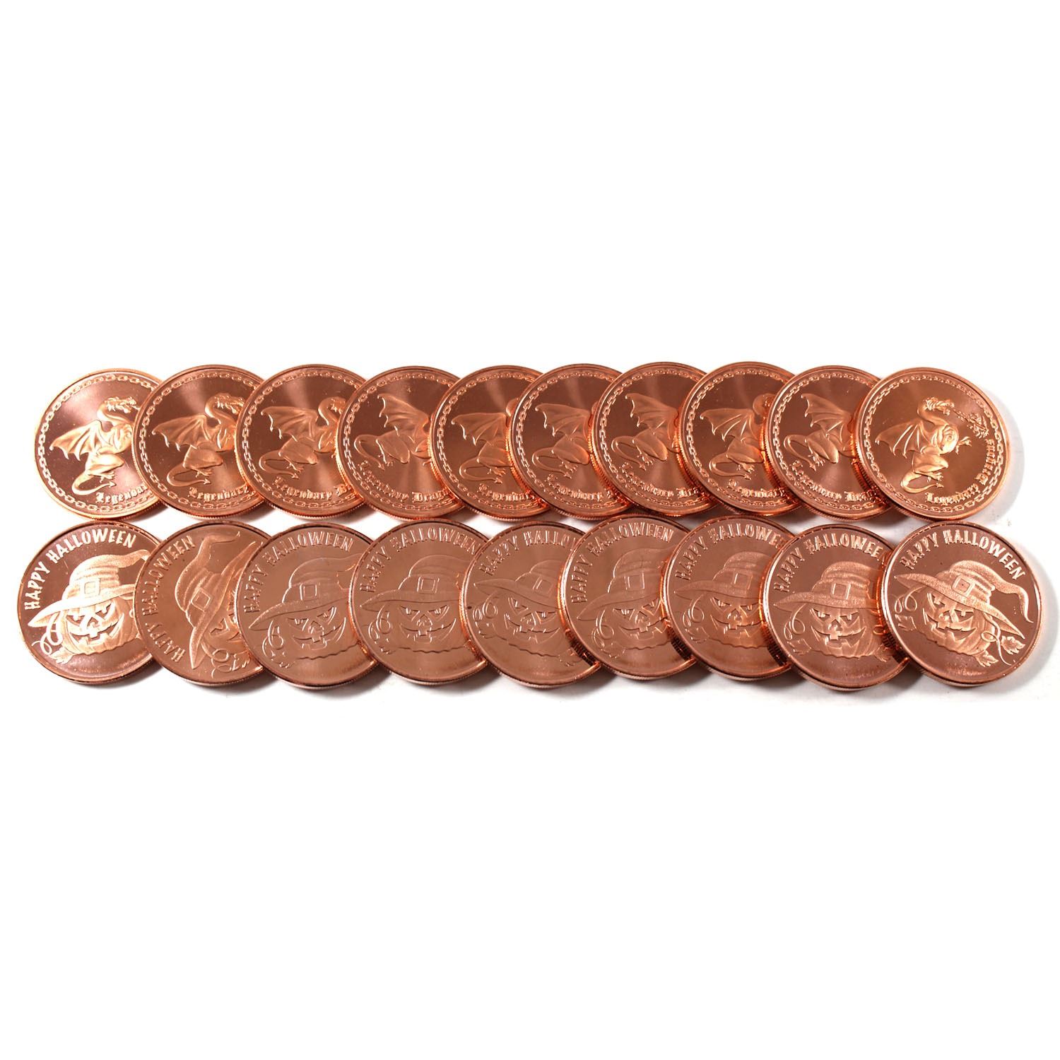 *1oz .999 Fine Copper Rounds in Tube - 10x Halloween & 10x Legendary ...
