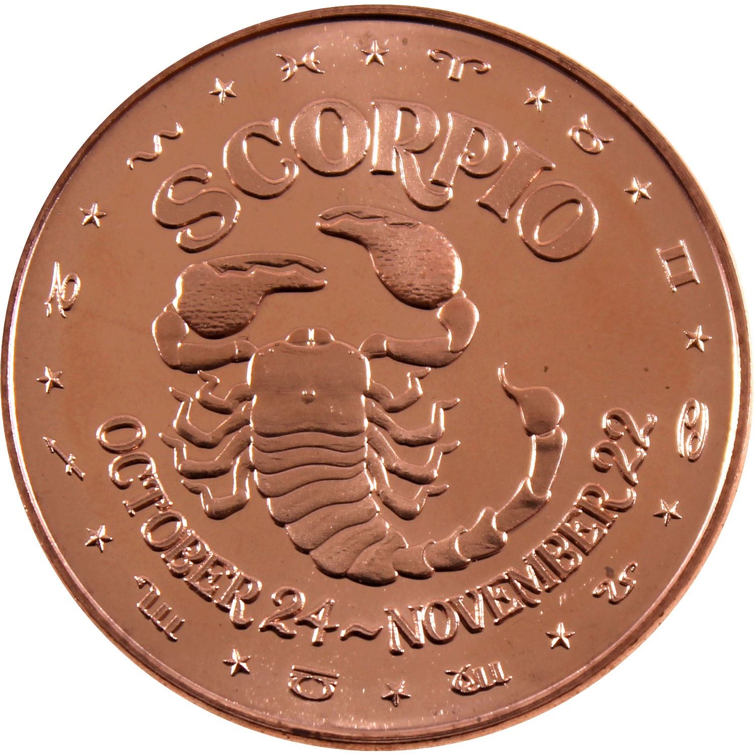 *20x 1oz .999 Fine Copper Rounds in Tube - 10x Gemini & 10x Scorpio ...