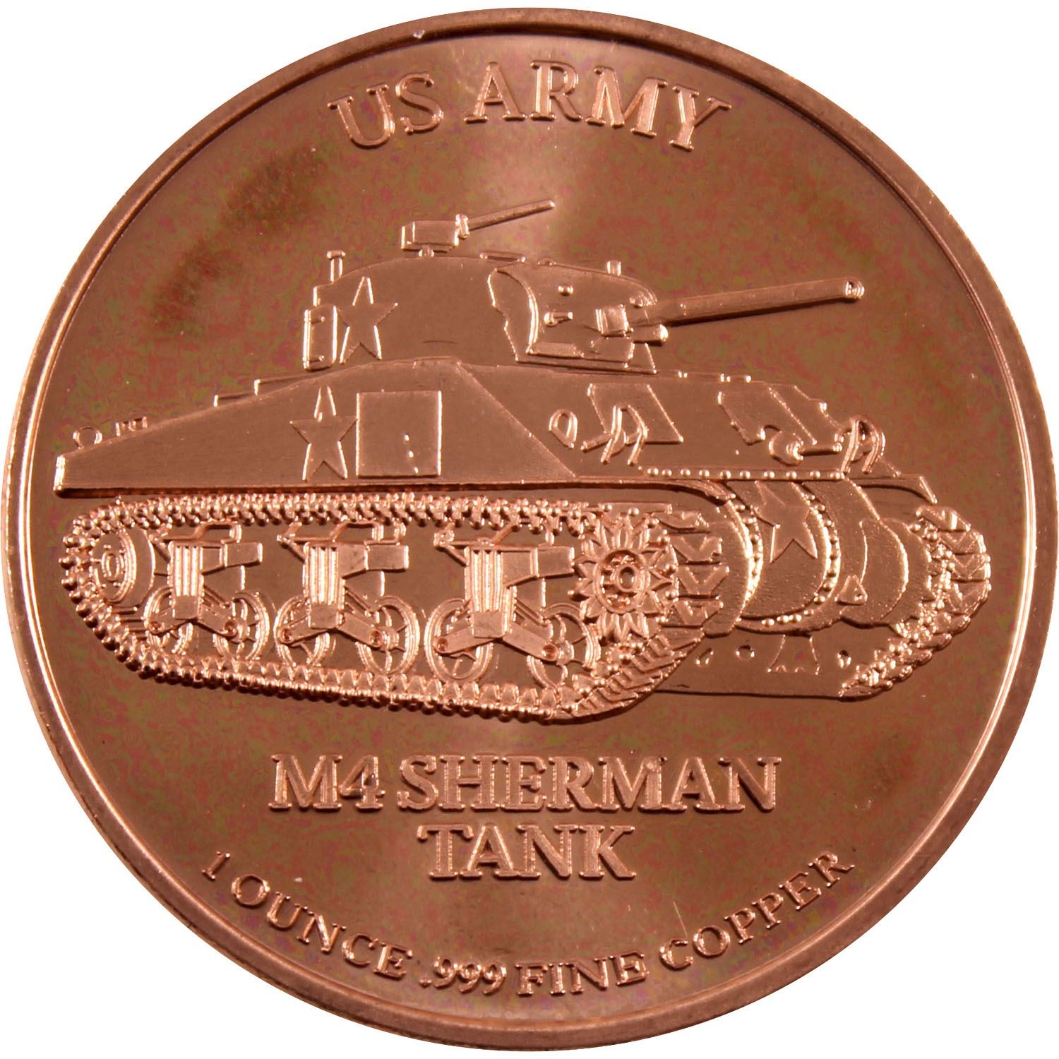 *20x 1oz .999 Fine Copper Rounds in Tube - 10x M4 Sherman Tank & 10x ...