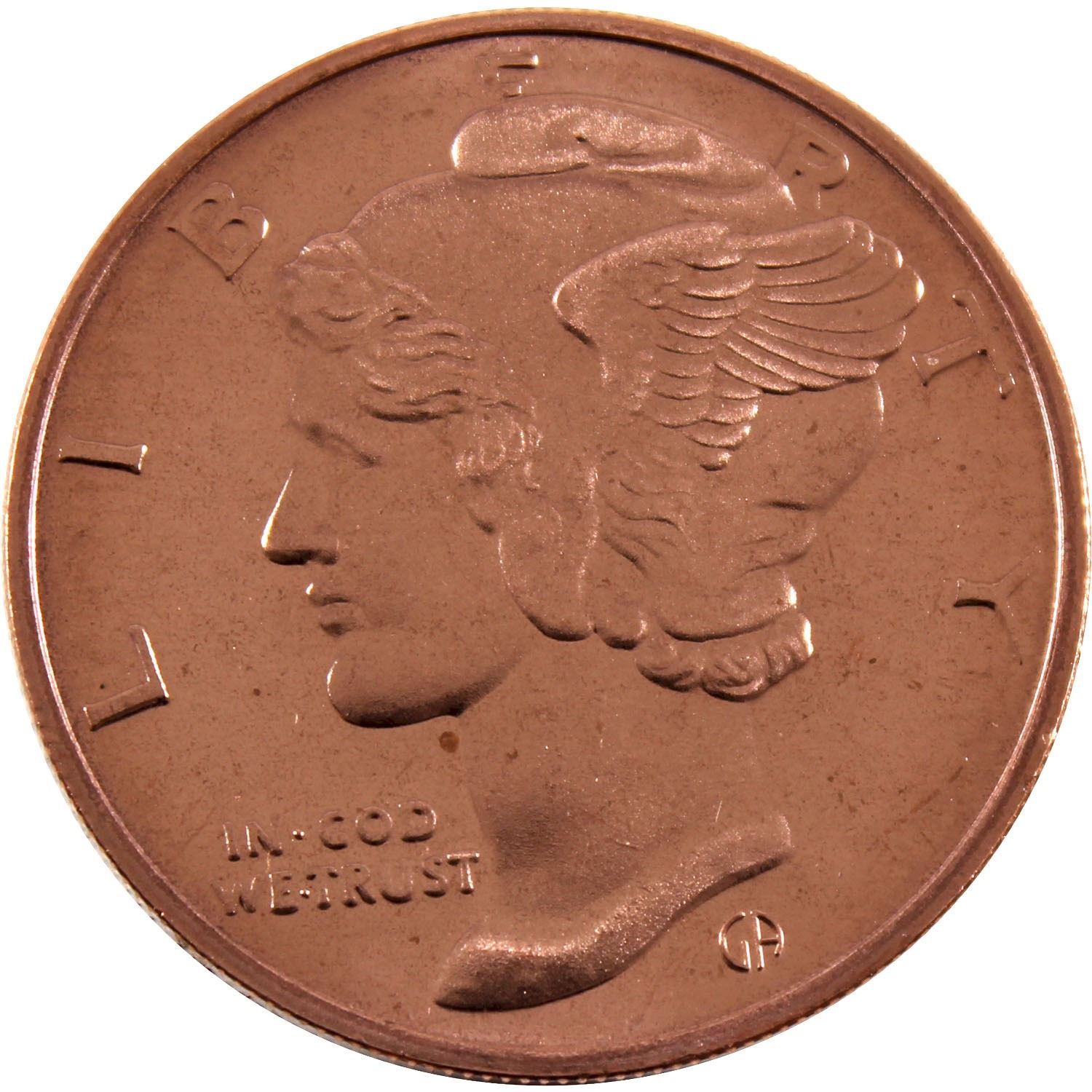 *20x 1oz .999 Fine Copper Rounds in Tube - 10x Mercury Liberty & 10x ...