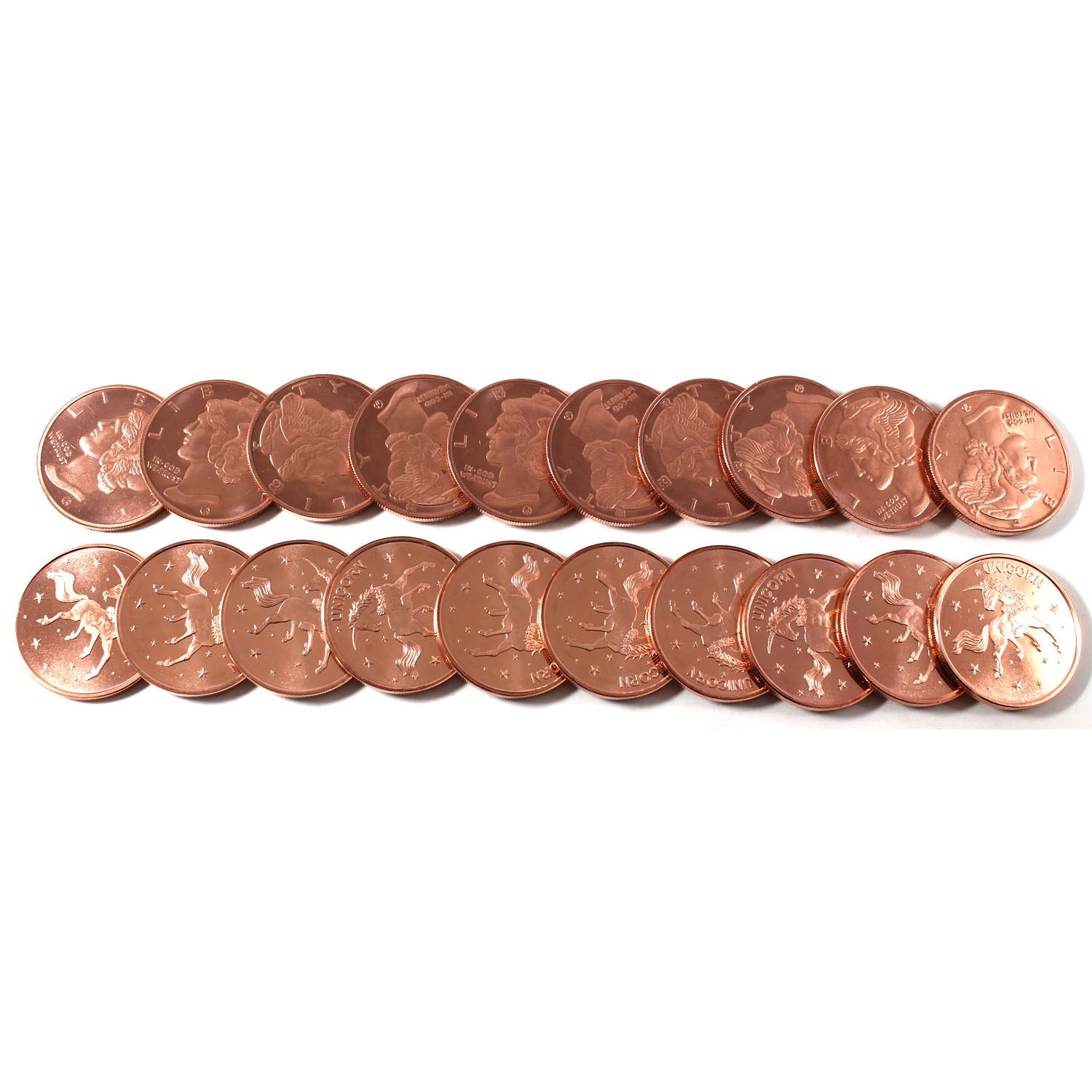 *20x 1oz .999 Fine Copper Rounds in Tube - 10x Mercury Liberty & 10x ...