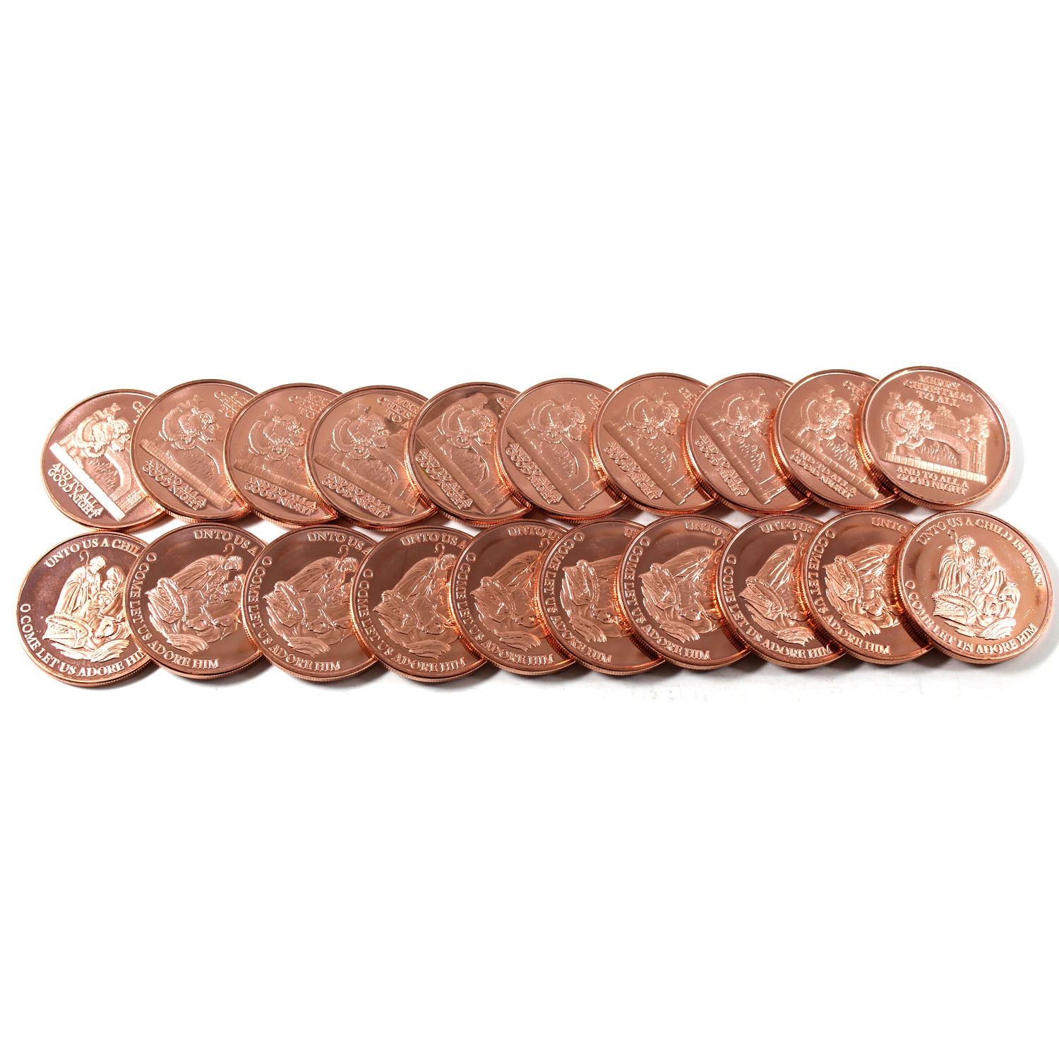*20x 1oz .999 Fine Copper Rounds in Tube - 10x Merry Christmas To All ...