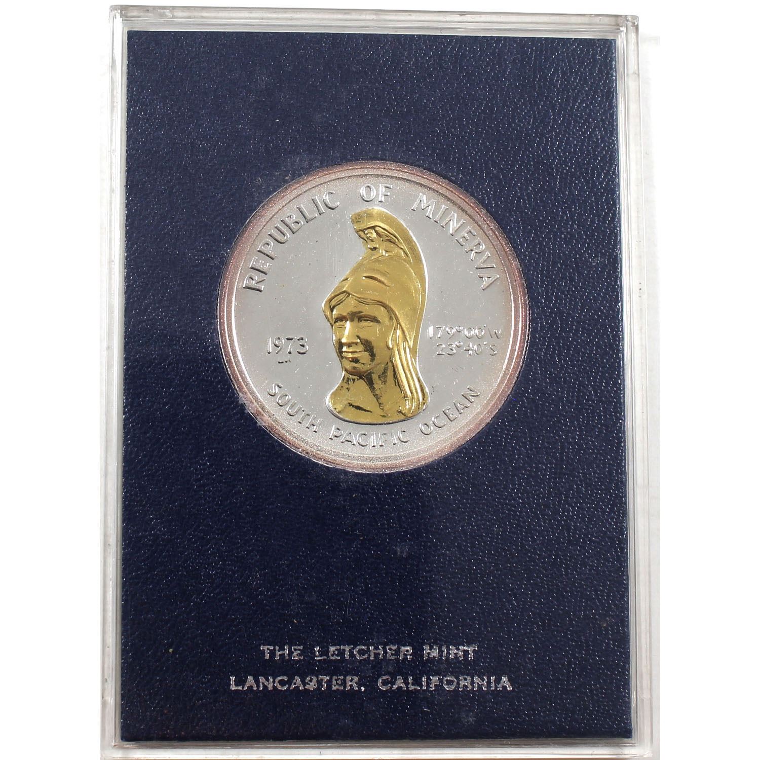 1973 Republic of Minerva 35 Minerva Dollars 24 Gram .999 Fine Silver 10 ...