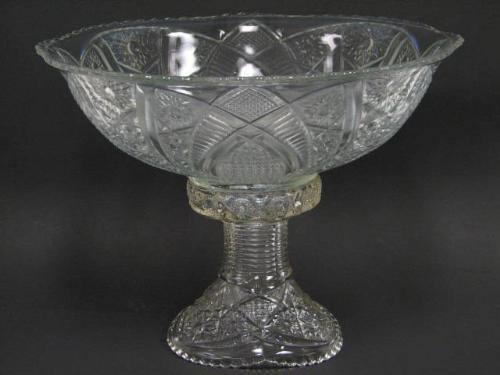 1920s Pressed Glass Footed Punch Bowl Set