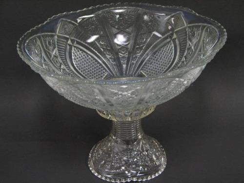 1920s Pressed Glass Footed Punch Bowl Set