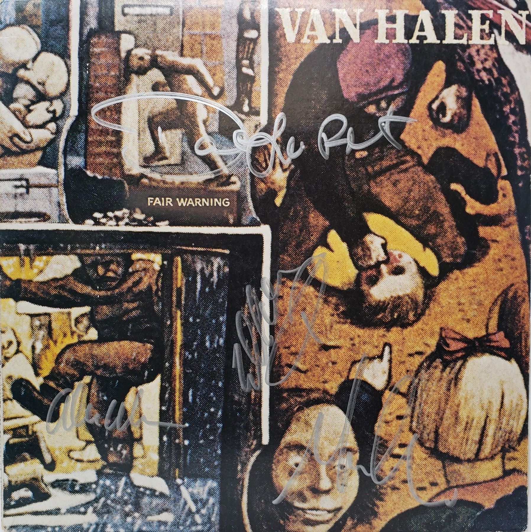 Signed Van Halen Fair Warning Album Cover
